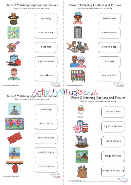 Phase 2 Captions And Picture Match Worksheets